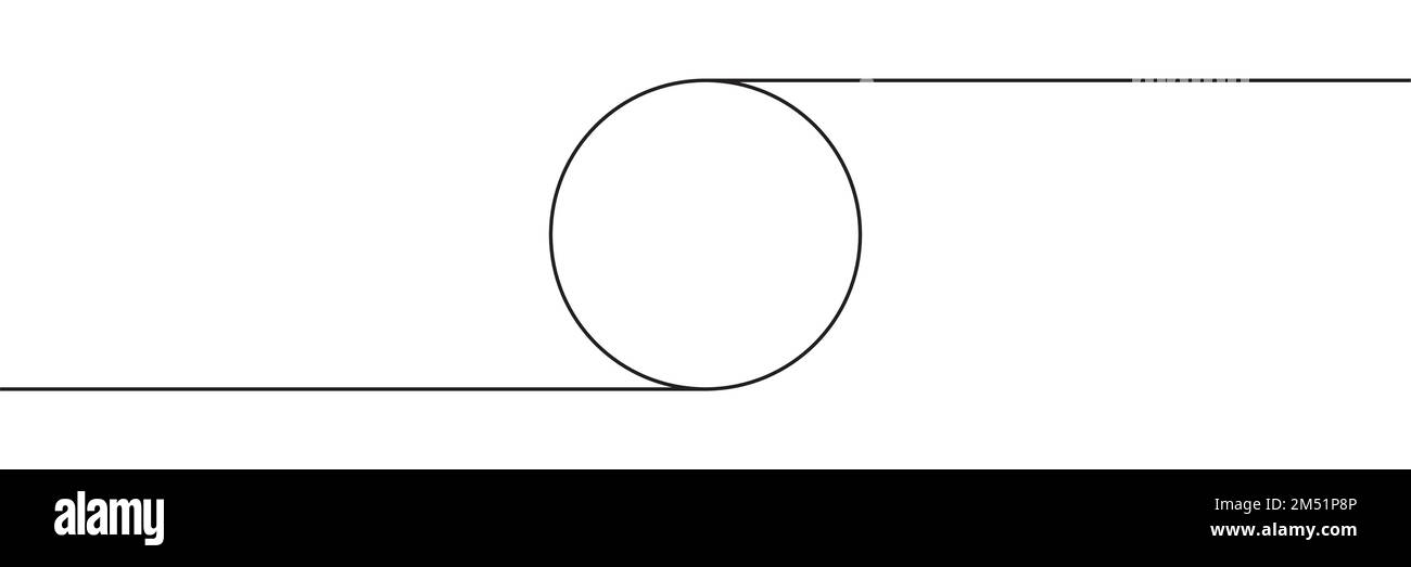 Continuous one line drawing of a circle. Outline of a round frame on a ...