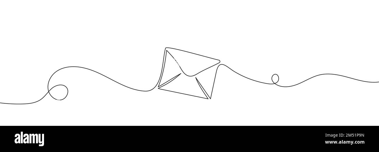 Paper envelope drawn in one line on a white background Stock Vector ...
