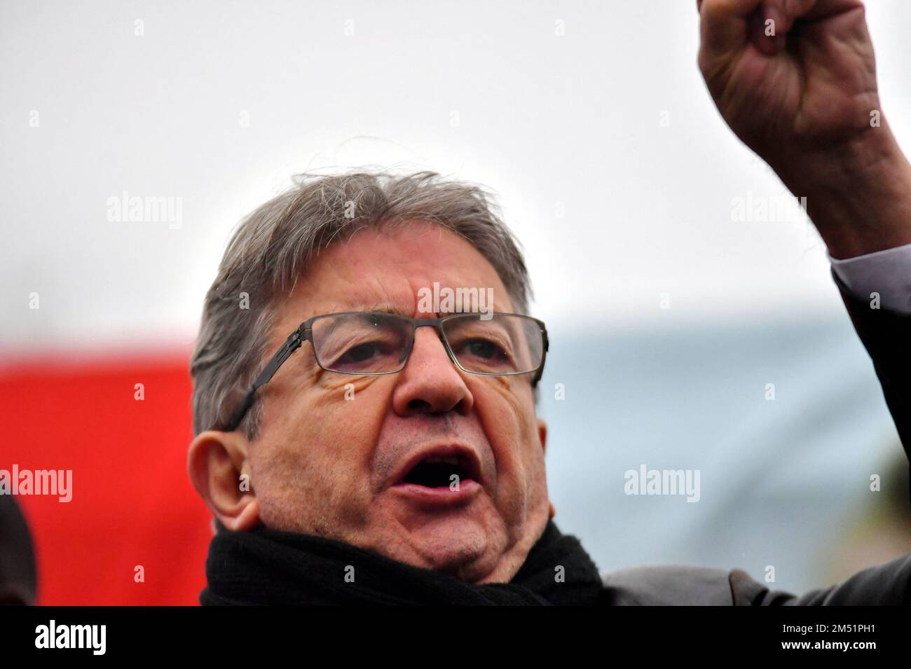 Founder of La France Insoumise (LFI) Jean-Luc Melenchon - Tribute rally on Place de la ...