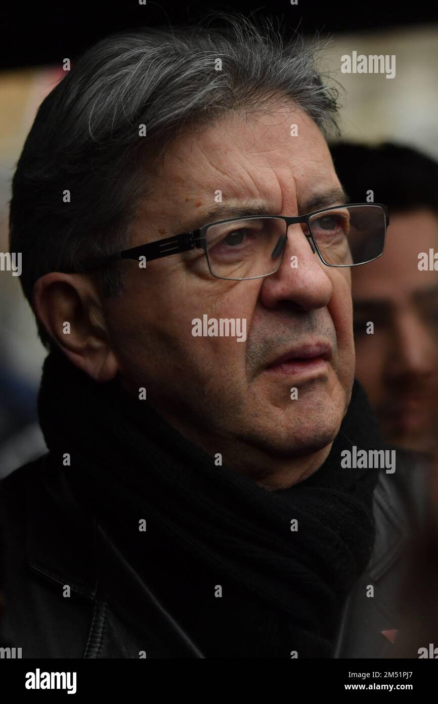 Founder of La France Insoumise (LFI) Jean-Luc Melenchon - Tribute rally on Place de la ...