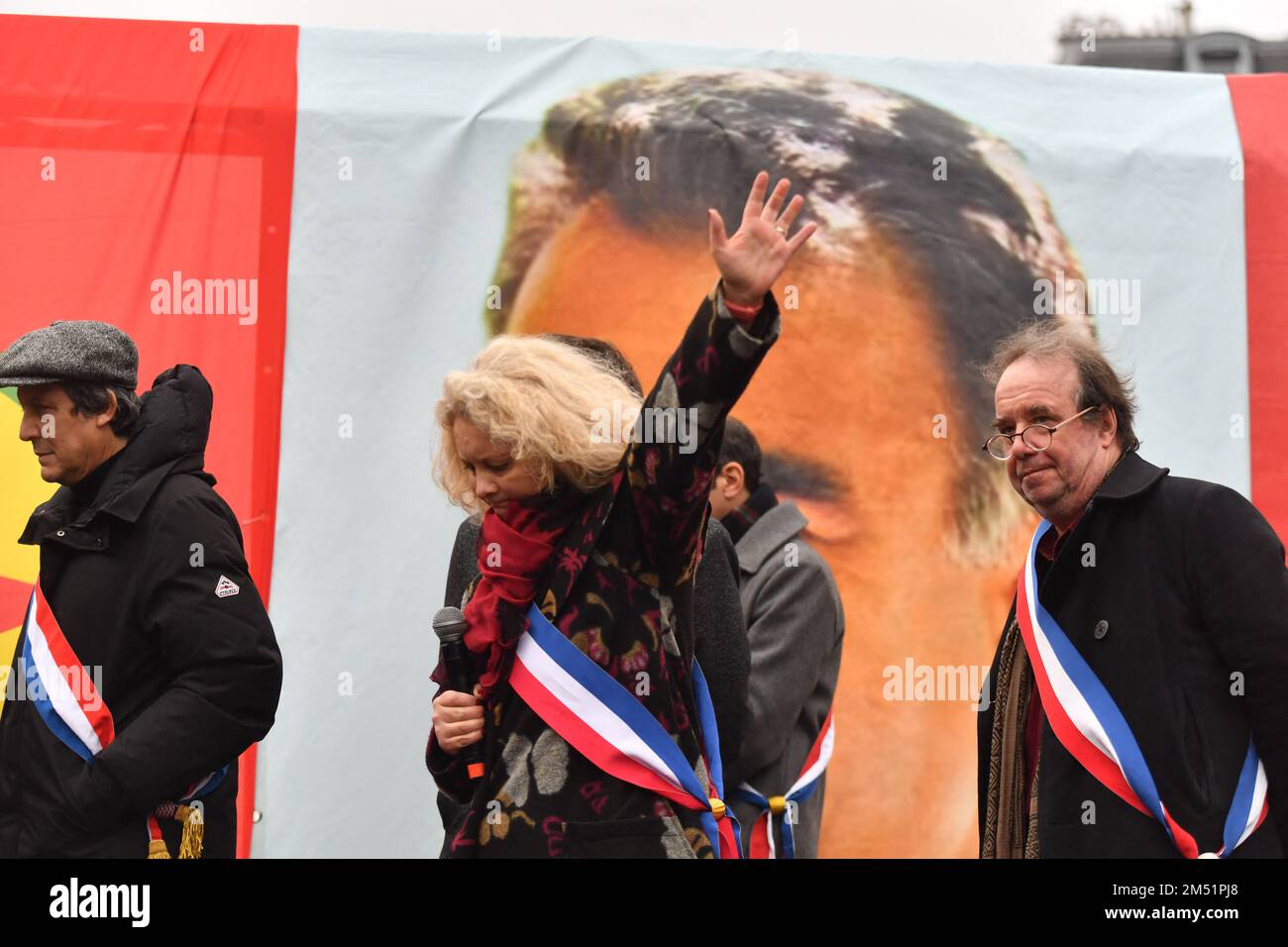 Mayor of 10th district of Paris, Alexandra Cordebard - Tribute rally on Place de la Republique ...