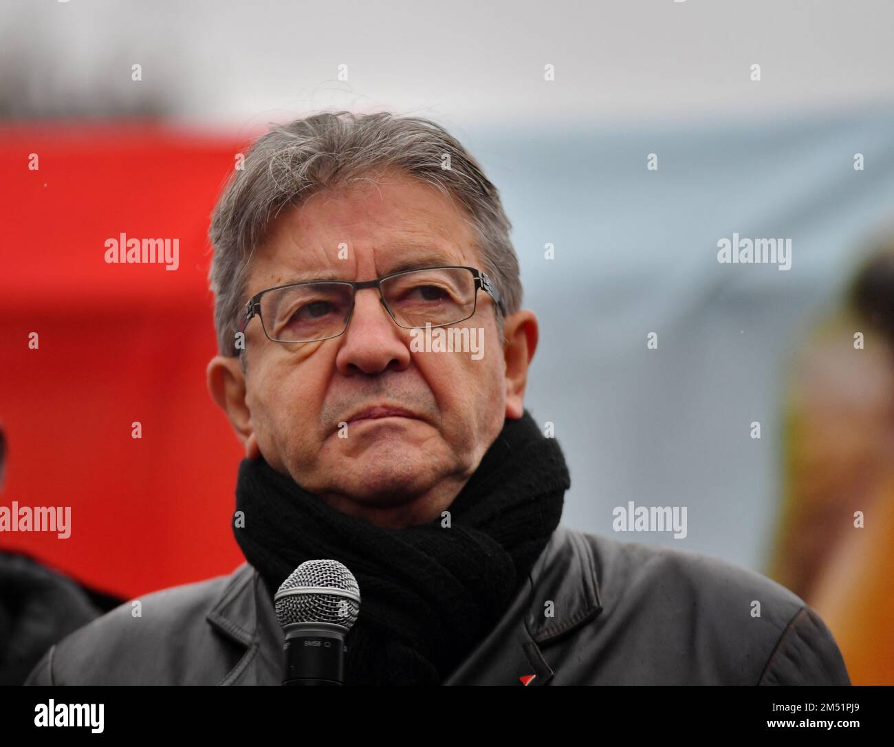 Founder of La France Insoumise (LFI) Jean-Luc Melenchon - Tribute rally on Place de la ...