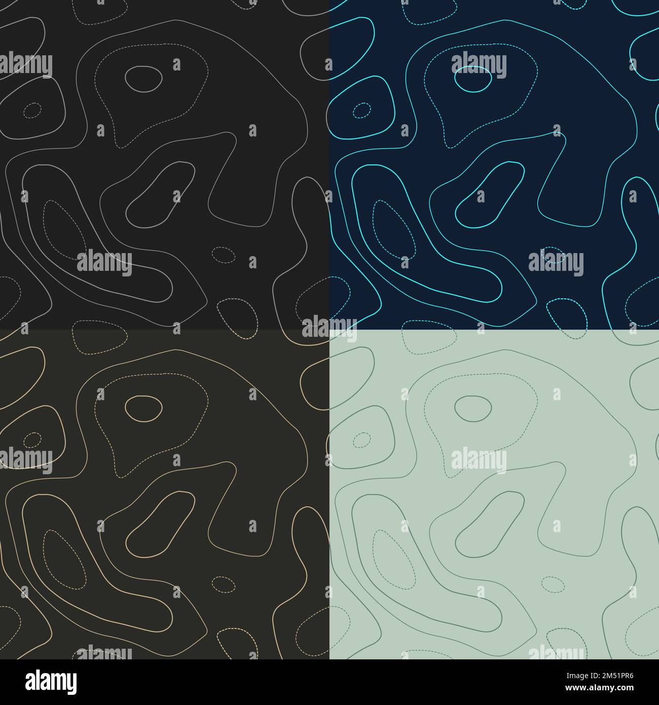 Topography patterns. Seamless elevation map tiles. Awesome isoline ...