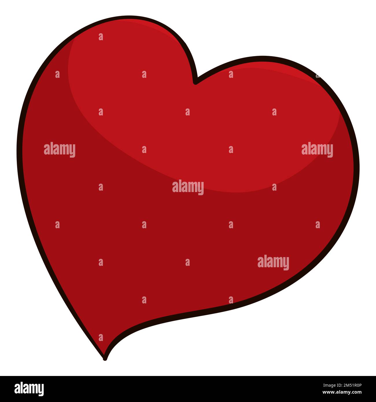 View of red heart in cartoon style and outlines, ready to use it during ...