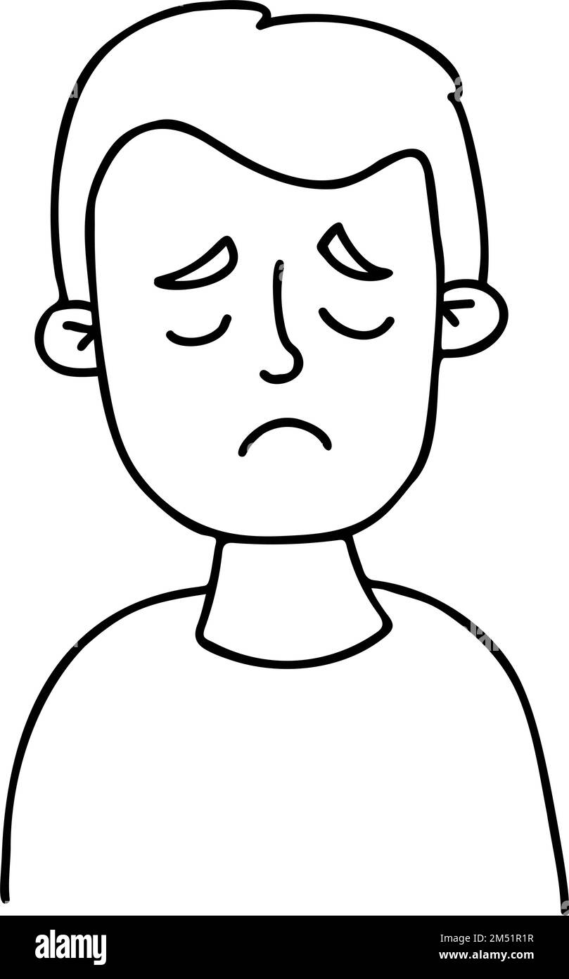 Cute happy boy. Doodle portrait of smiling curly child. Vector ...