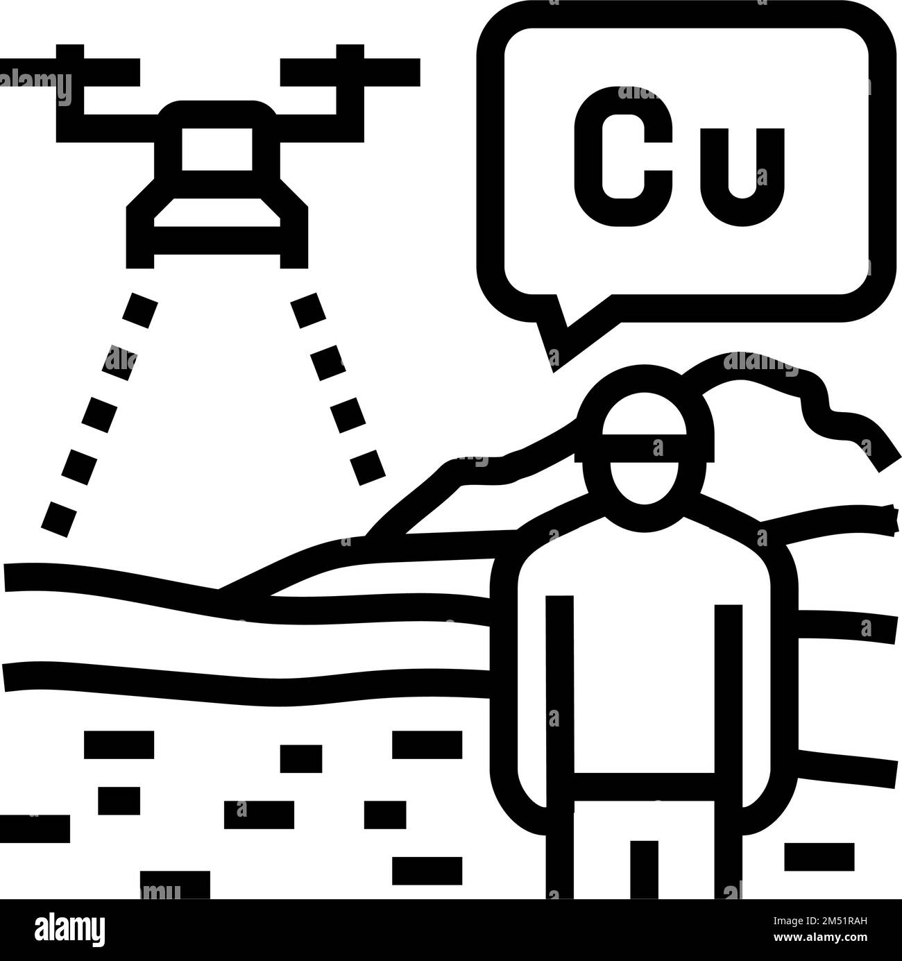 aerial surveying exploration copper line icon vector illustration Stock ...