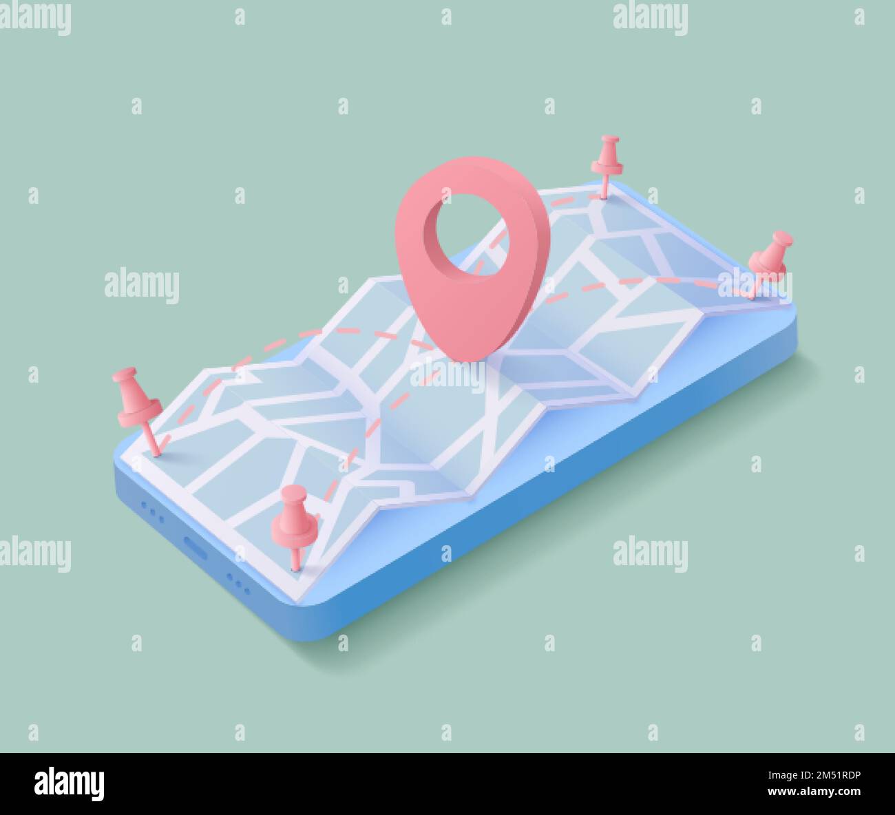 Location map in realistic style on green background. Realistic ...