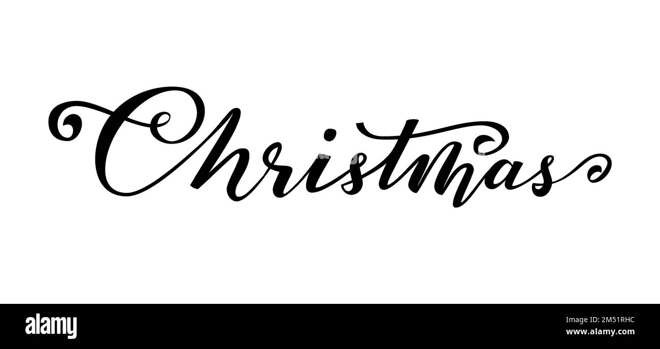 Merry Christmas Ink Pen Calligraphy Hand Drawn Brush Lettering
