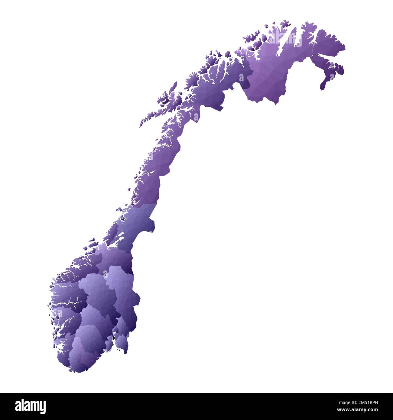 Norway map. Geometric style country outline. Dazzling violet vector ...