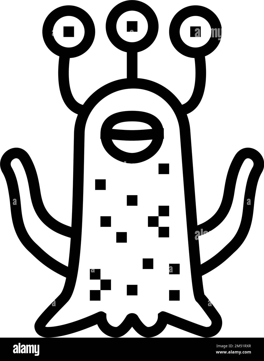 alien monster funny line icon vector illustration Stock Vector Image ...