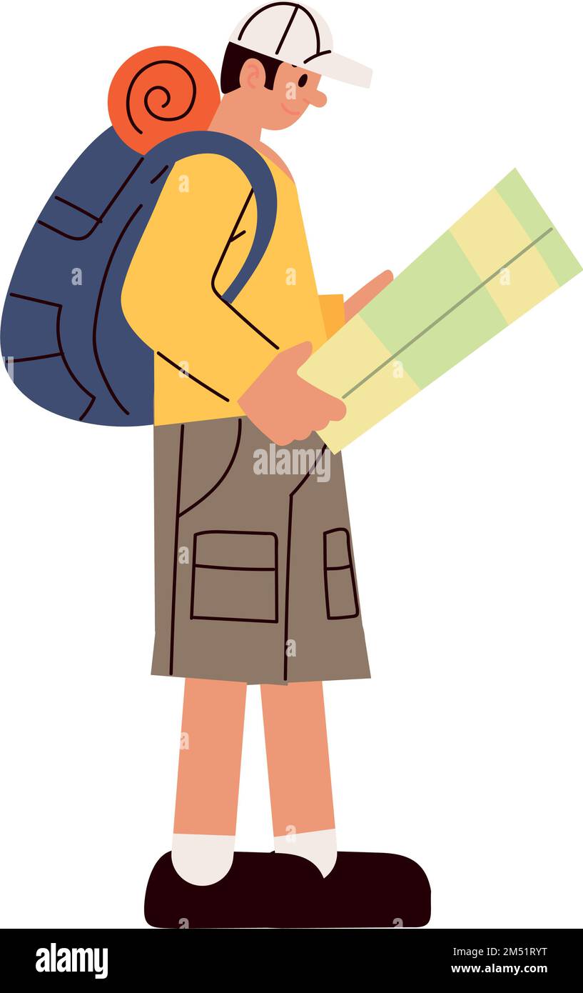 traveler man with map Stock Vector Image & Art - Alamy