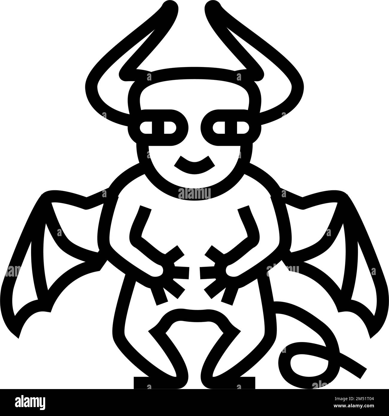 devil monster alien line icon vector illustration Stock Vector Image ...