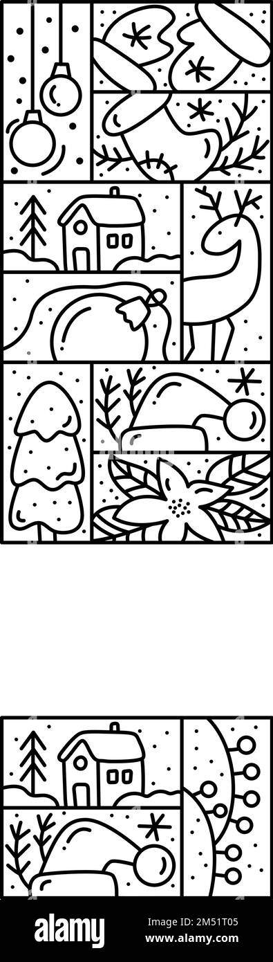 Vector Christmas decoration monoline frame with place for text. Winter ...