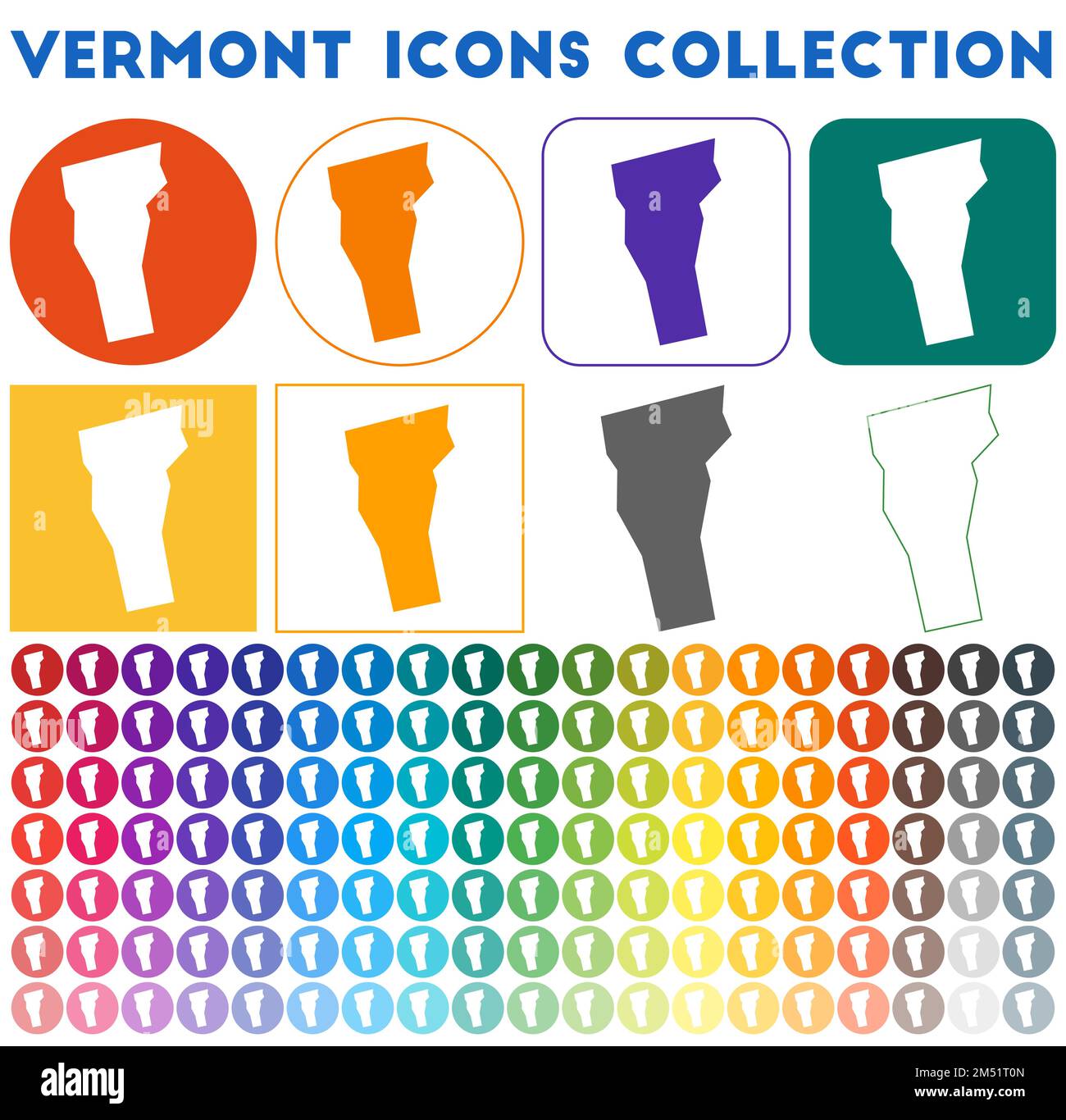 Vermont icons collection. Bright colorful trendy map icons. Modern ...