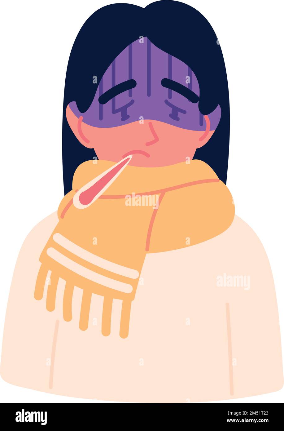 Sick young woman thermometer Stock Vector Images - Alamy