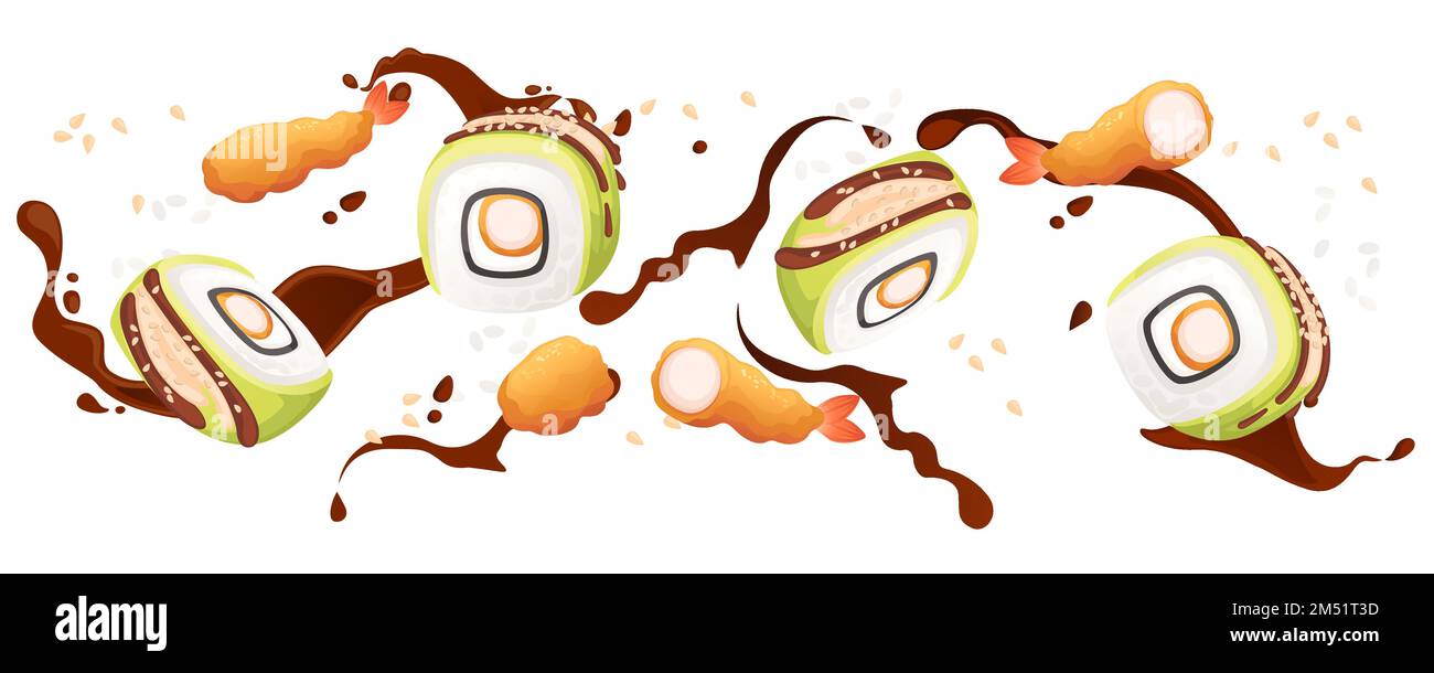 Sushi roll japan street fast food with seafood and rice king prawn ...