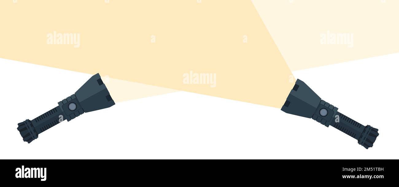 Modern tactical flashlight with side button light beam vector ...