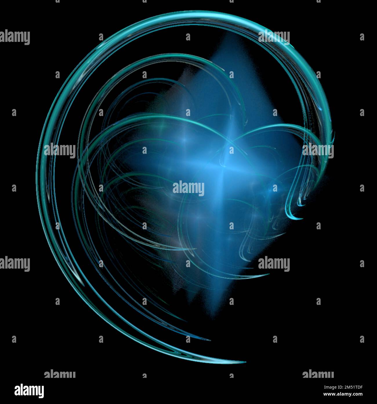 bright blue abstract pattern on black, color digital graphics ...