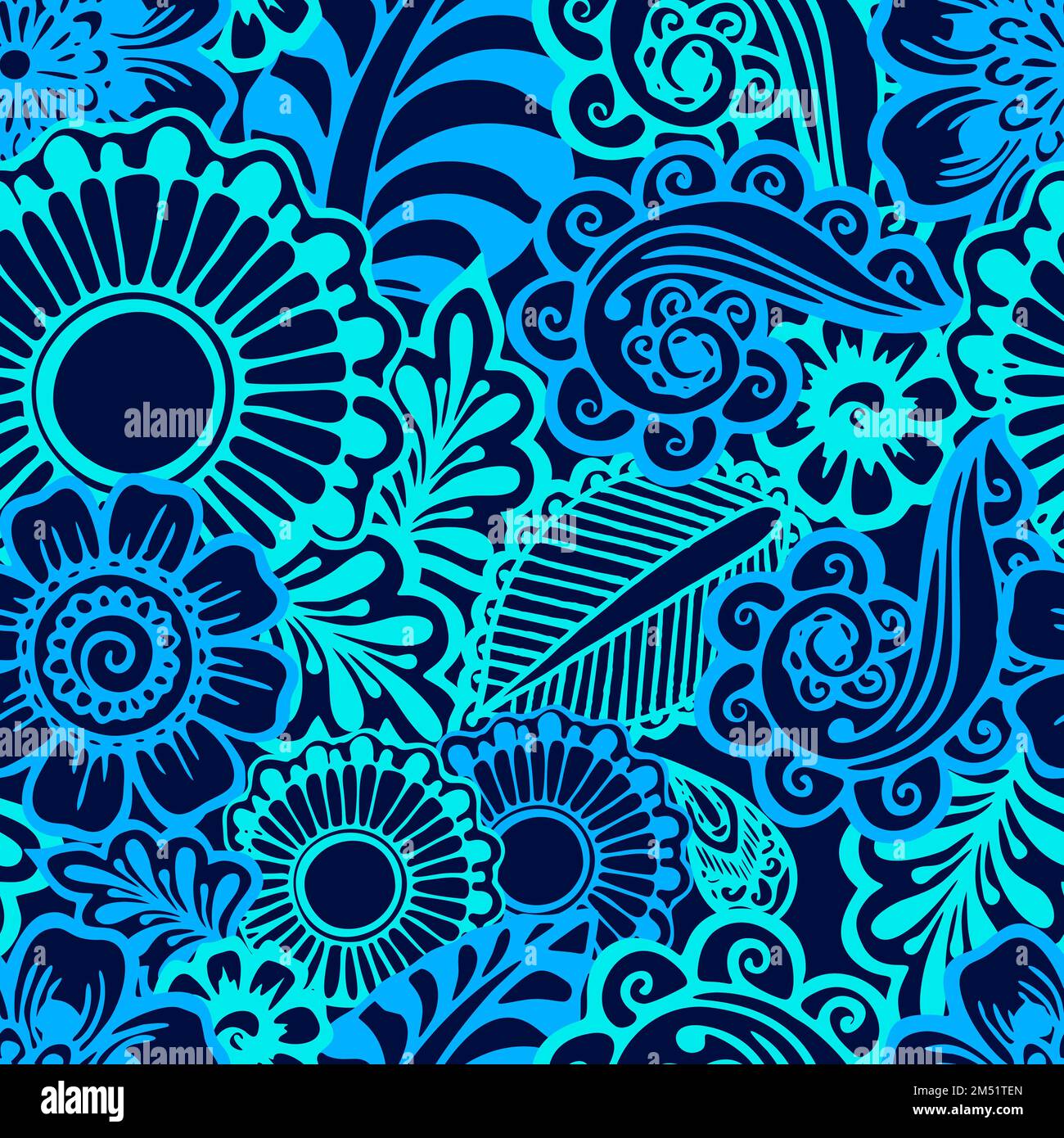 seamless floral graphic pattern of stylized elements in different ...