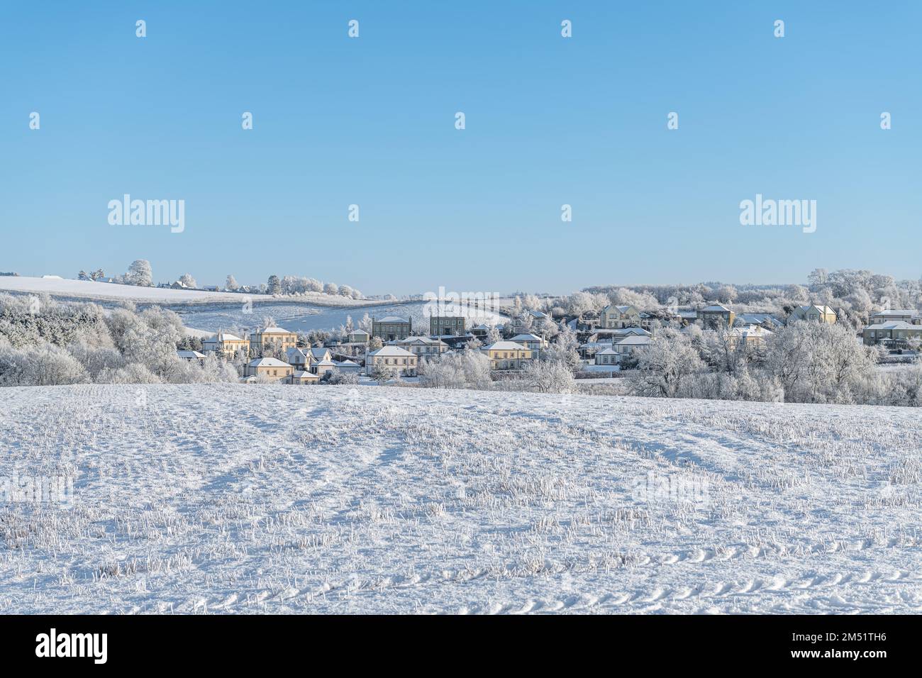 Snow covered Heiton in the Scottish Borders, United Kingdom Stock Photo ...