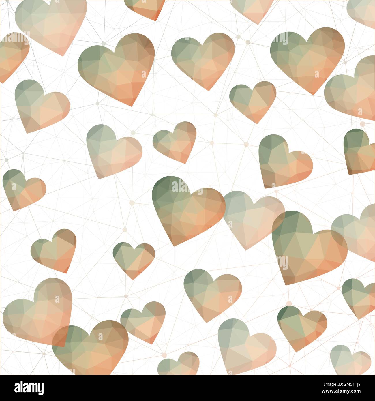 Valentine's Day background with geometric hearts. Polygonal hearts in ...