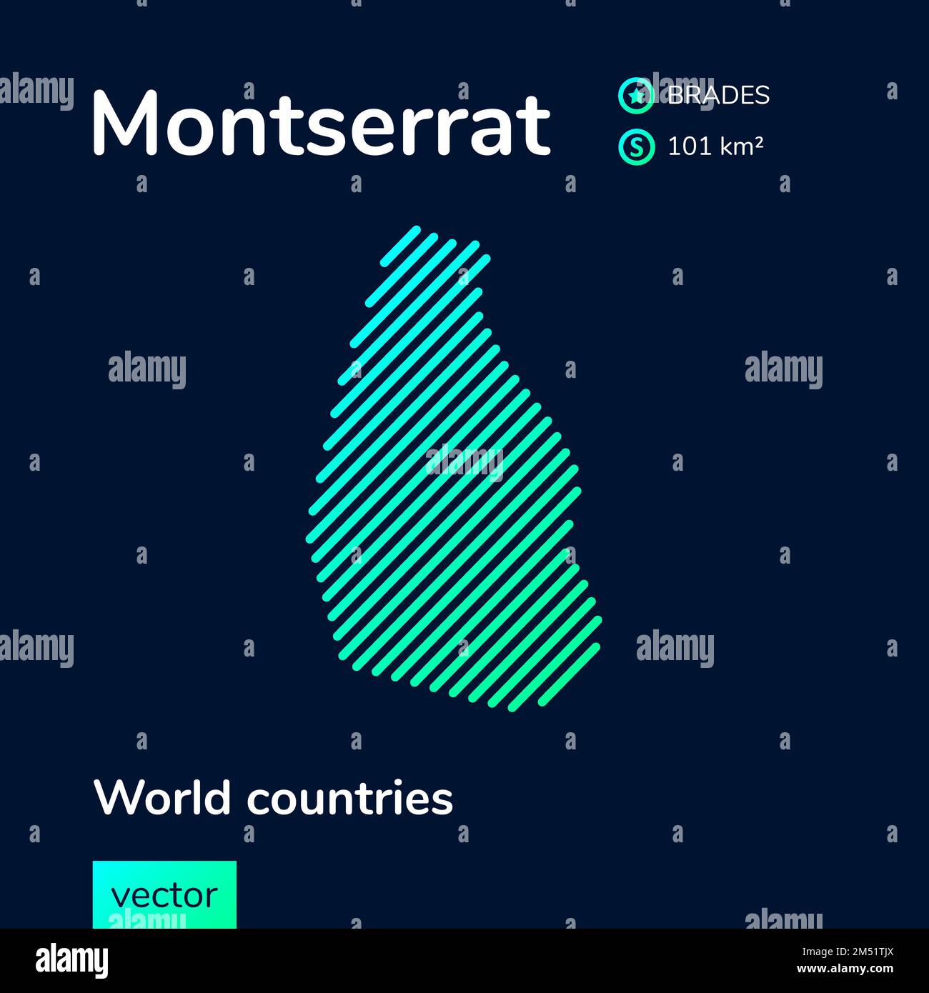 Vector creative digital neon flat line art abstract simple map of ...