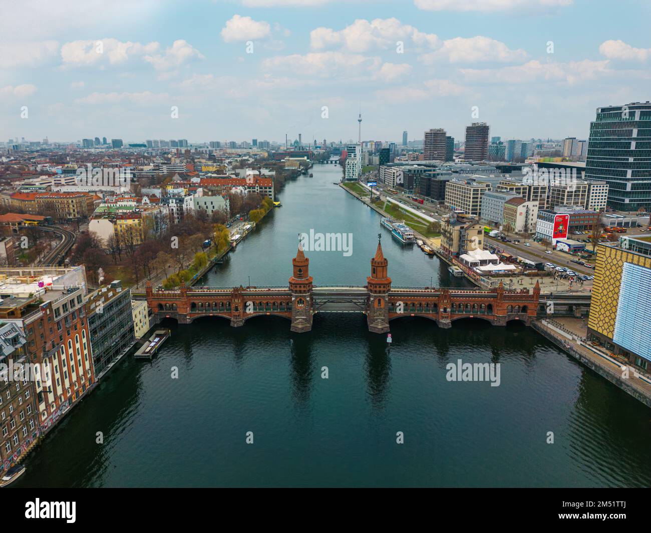 Aerial view of the Oberbaum Bridge in Berlin Treptow Stock Photo - Alamy