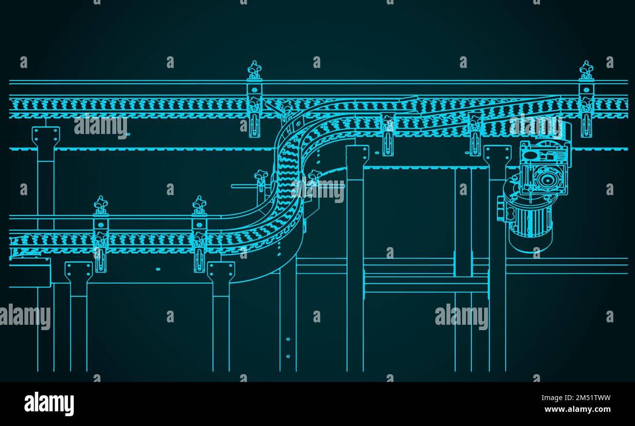 Stylized vector illustration of isometric blueprints of flex link ...