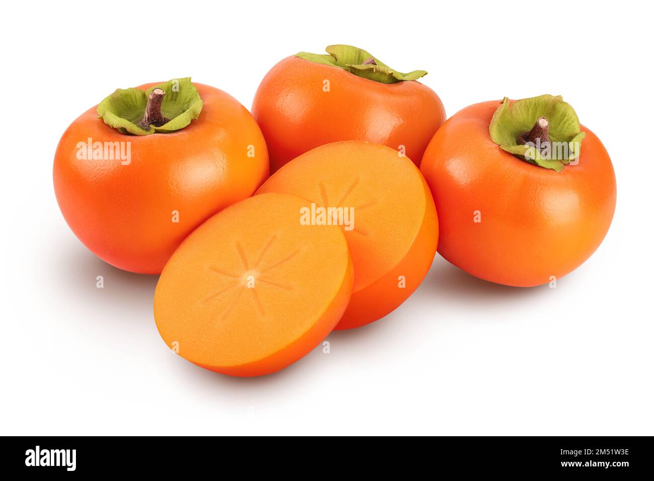 Persimmon fruit isolated on white background with full depth of field ...