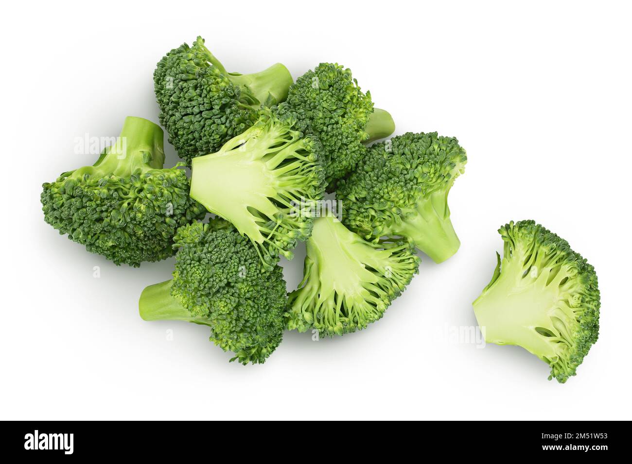 fresh broccoli isolated on white background close-up with full depth of ...