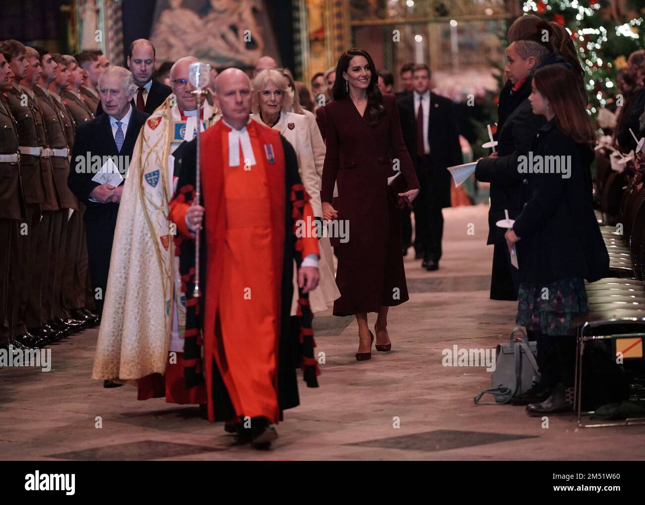 King Charles III (left), the Prince of Wales (2nd left, behind), the ...
