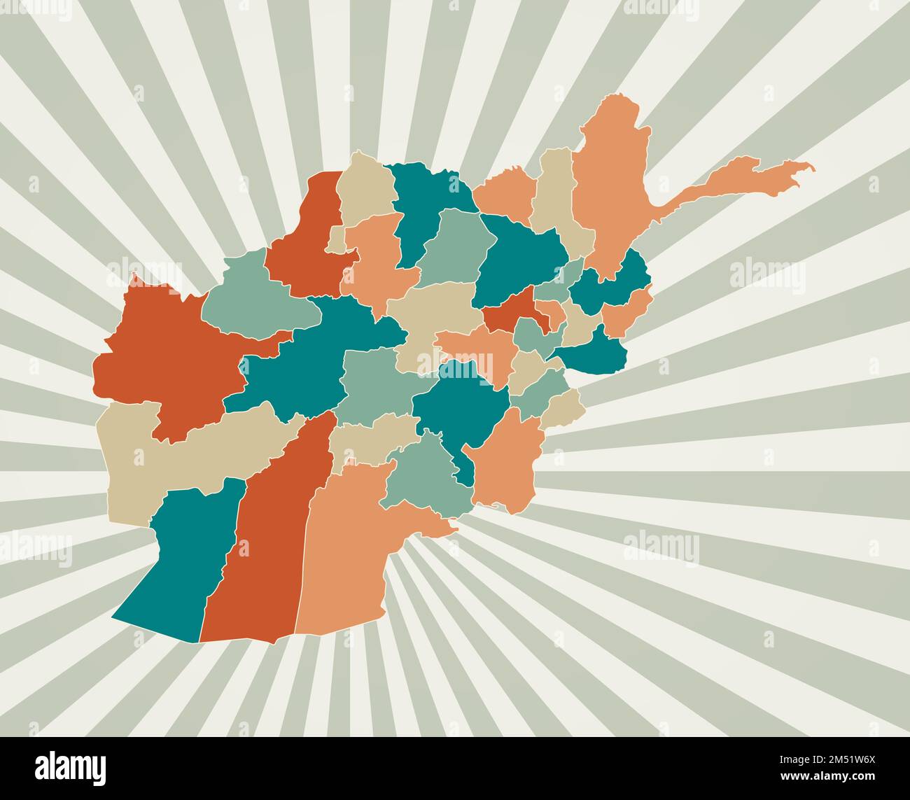 Afghanistan map. Poster with map of the country in retro color palette ...
