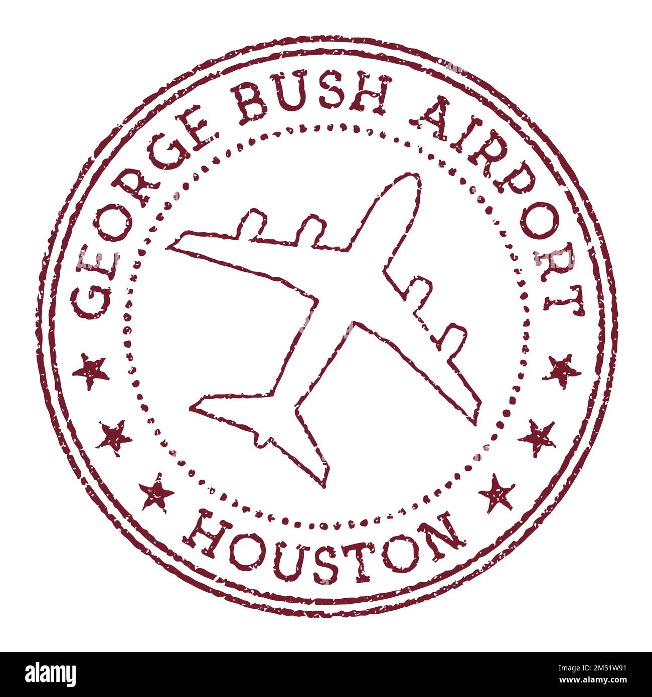 George Bush Airport Houston stamp. Airport of Houston round logo ...
