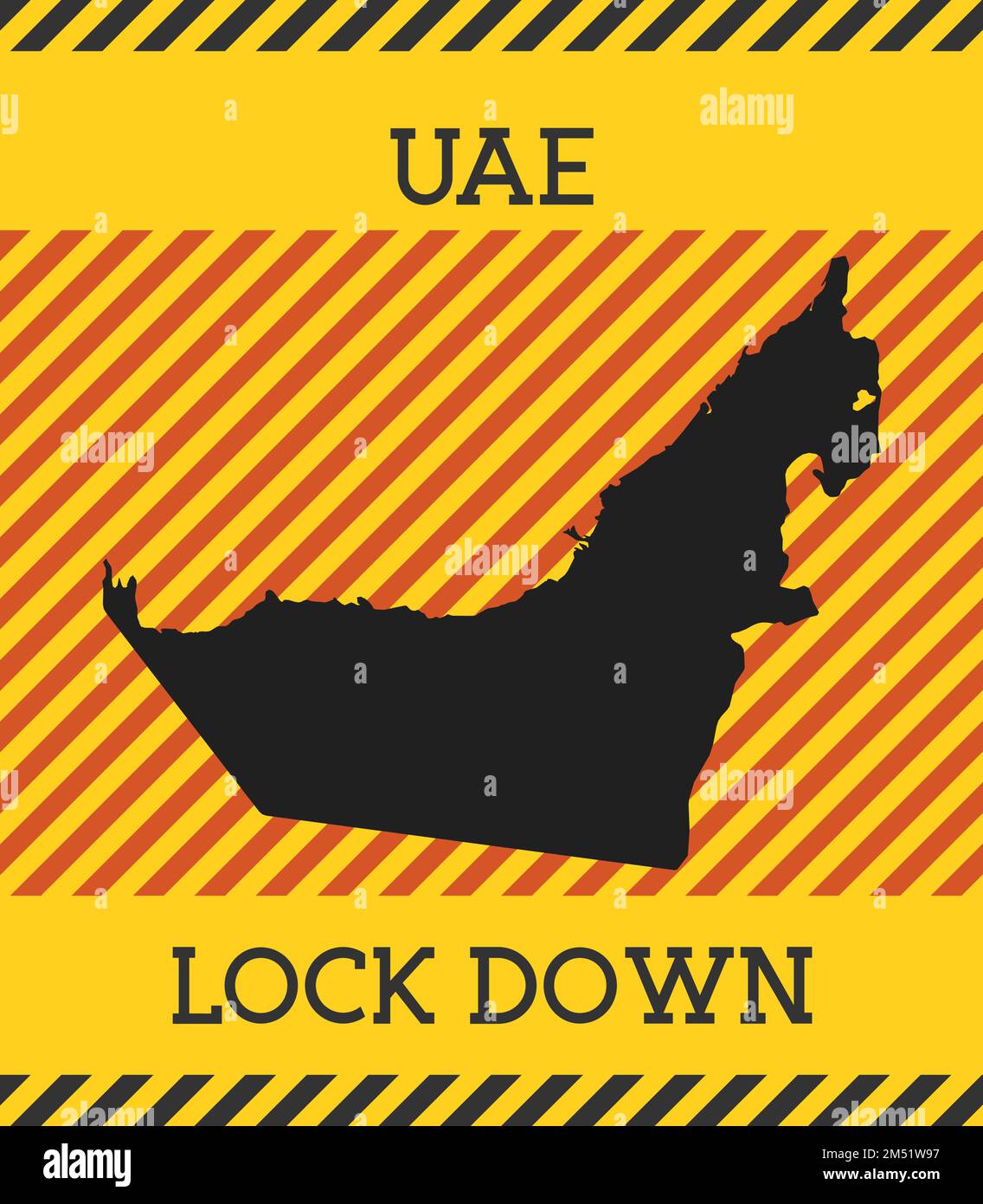 UAE Lock Down Sign. Yellow country pandemic danger icon. Vector ...