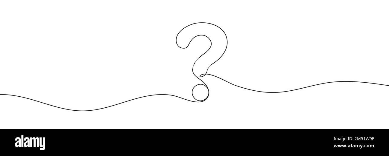 Question mark linear background. One continuous drawing of a question ...