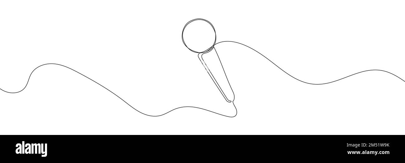 Microphone continuous one line drawing isolated on white background ...