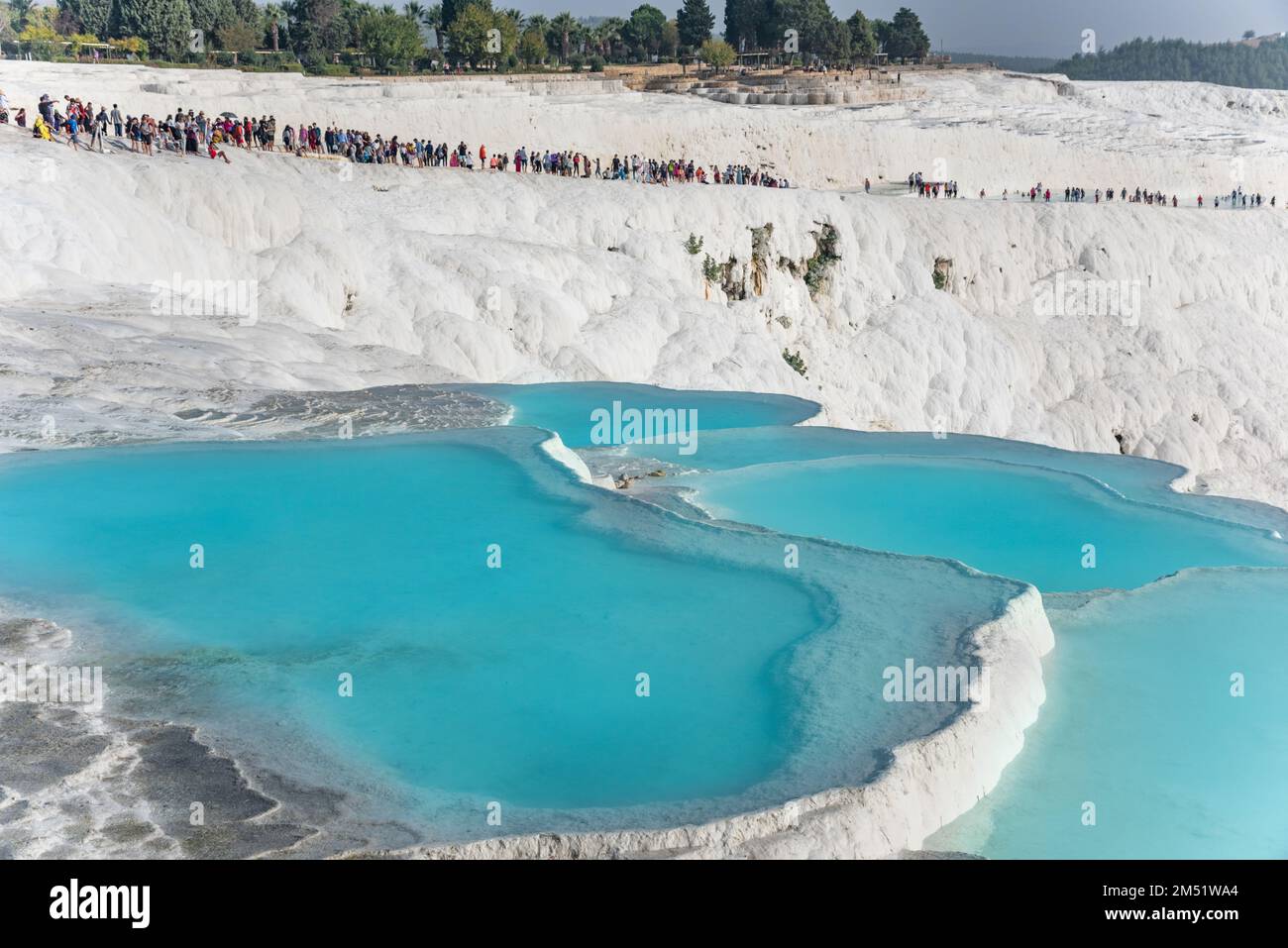 Pamukkale, natural pool with blue water, Turkey tourist attraction ...