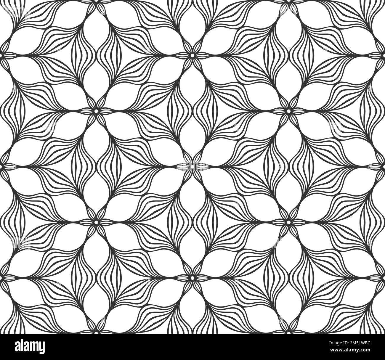 Lace flower bud seamless pattern. Floral line art repeat tile. Endless ...