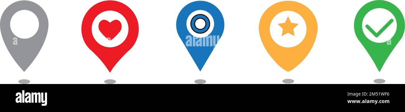 A vector design of location pin set on white background Stock Vector ...