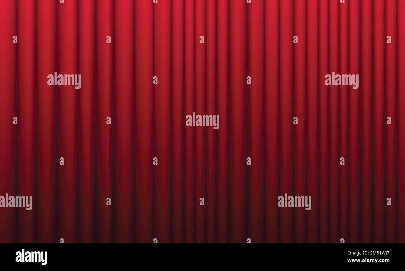 Realistic red curtain on stage. Red closed velvet curtain for circus ...