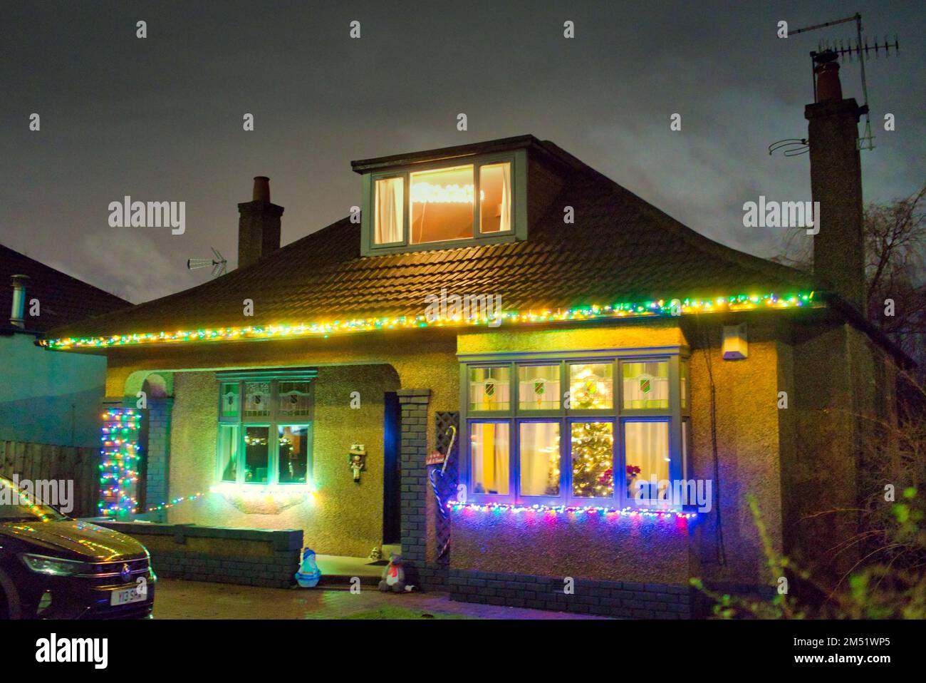 Christmas lights on 1930's suburban bungalow built by john Lawrence ...