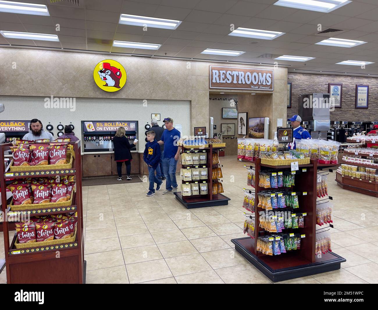 Texas City, TX, USA - December 18th 2022- A view of the restrooms and ...
