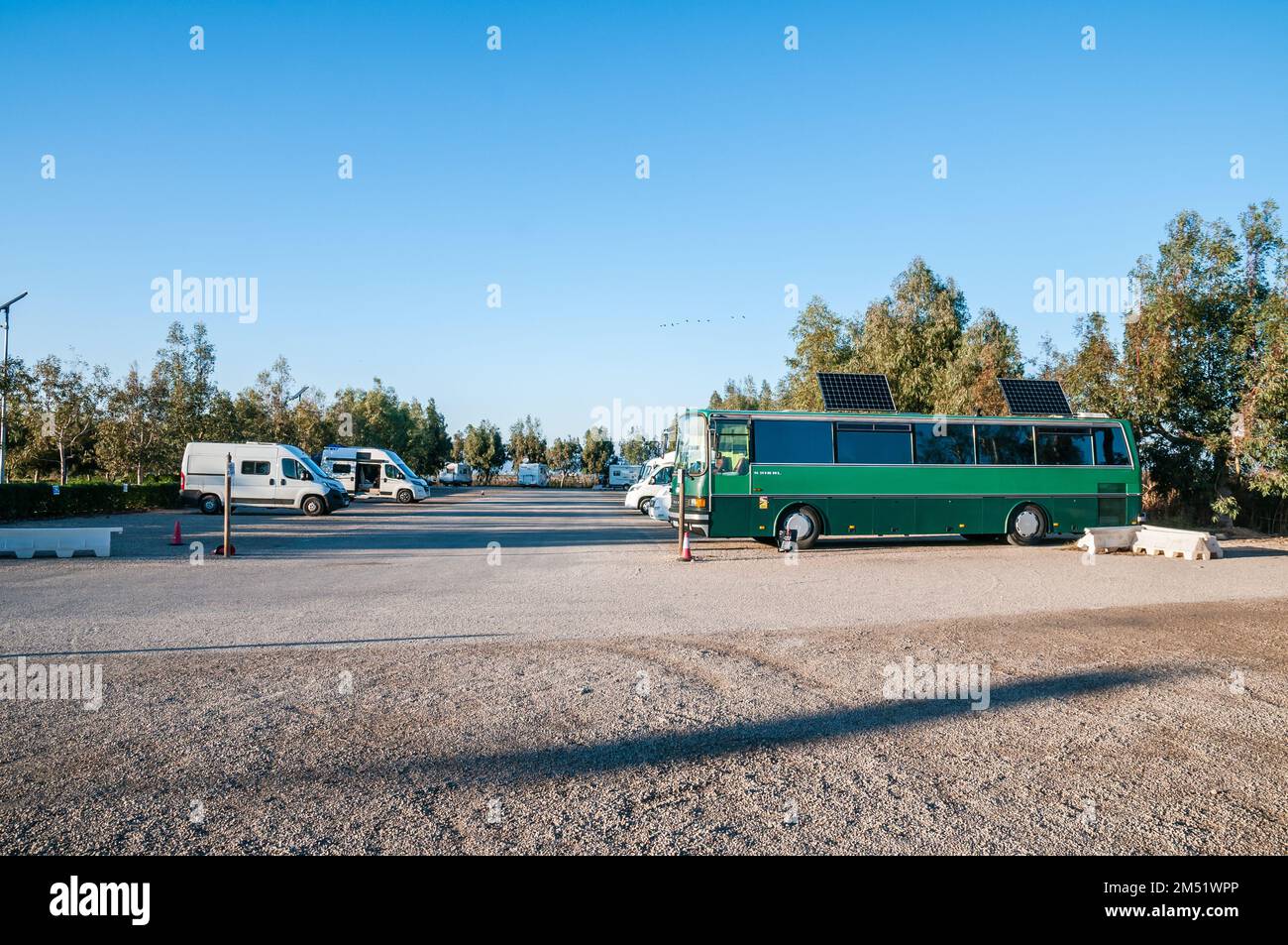 panoramic bus converted into a camper van, Setra S213AL, camper parking ...