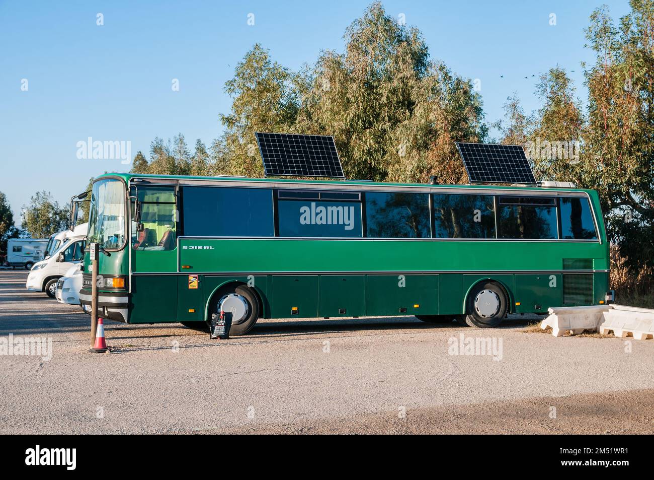 panoramic bus converted into a camper van, Setra S213AL, camper parking ...