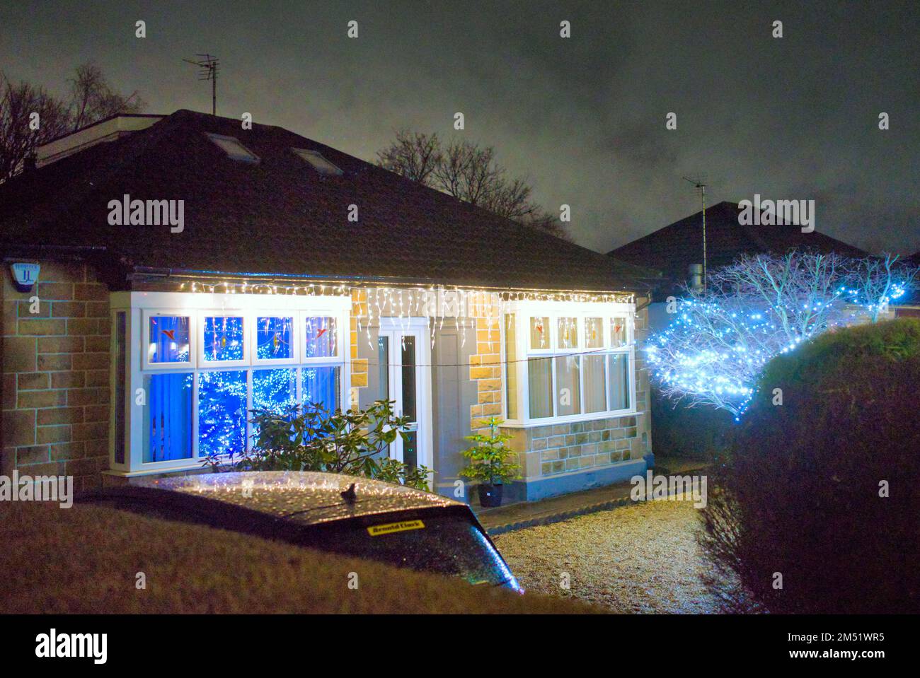Christmas lights on 1930's suburban bungalow built by john Lawrence ...
