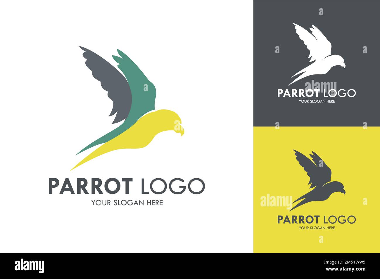 Parrot Bird Colorful Flat Logo Corporate Vector Illustration Stock ...
