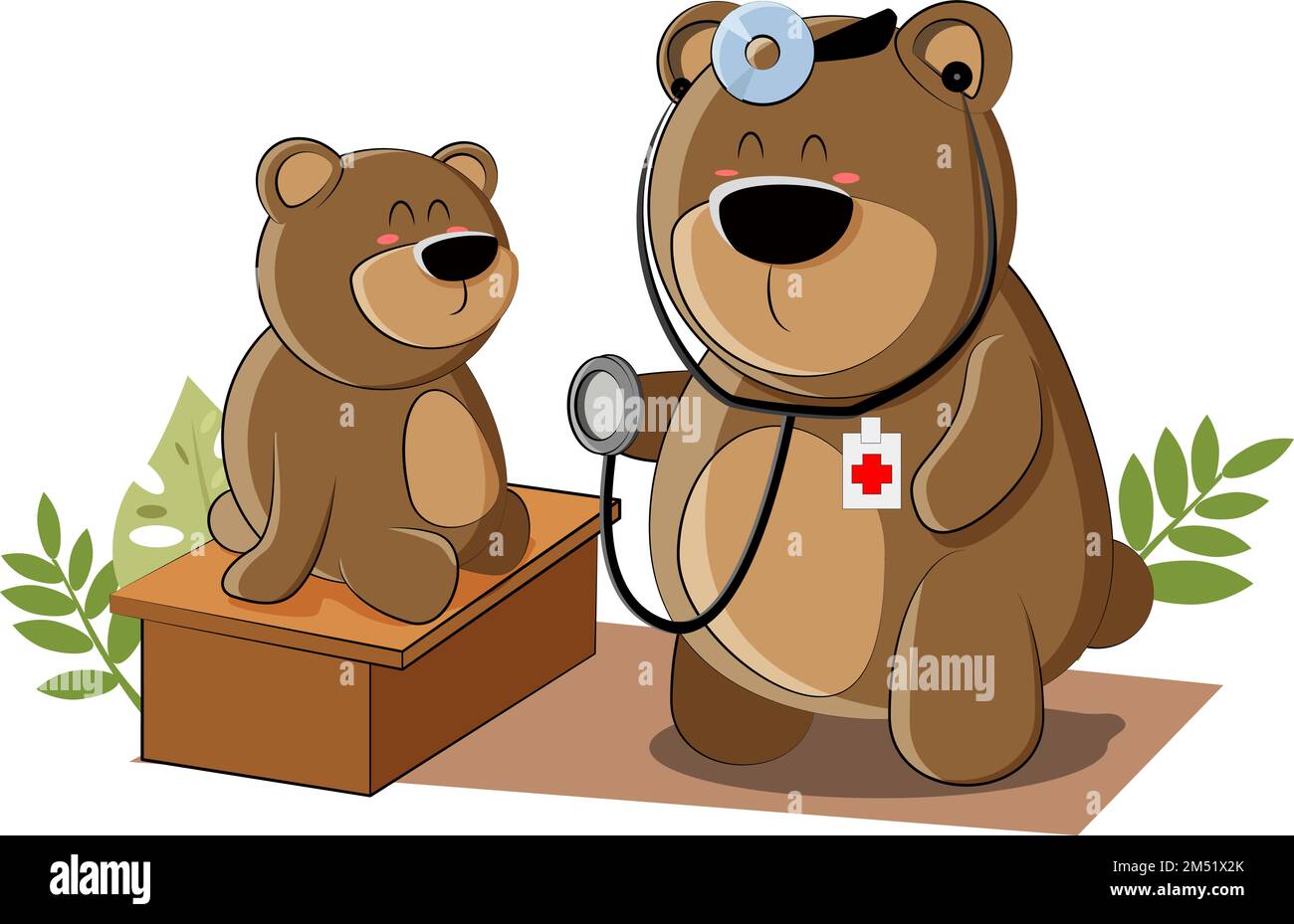 cute teddy bear checks the health of a little teddy bear Stock Vector ...