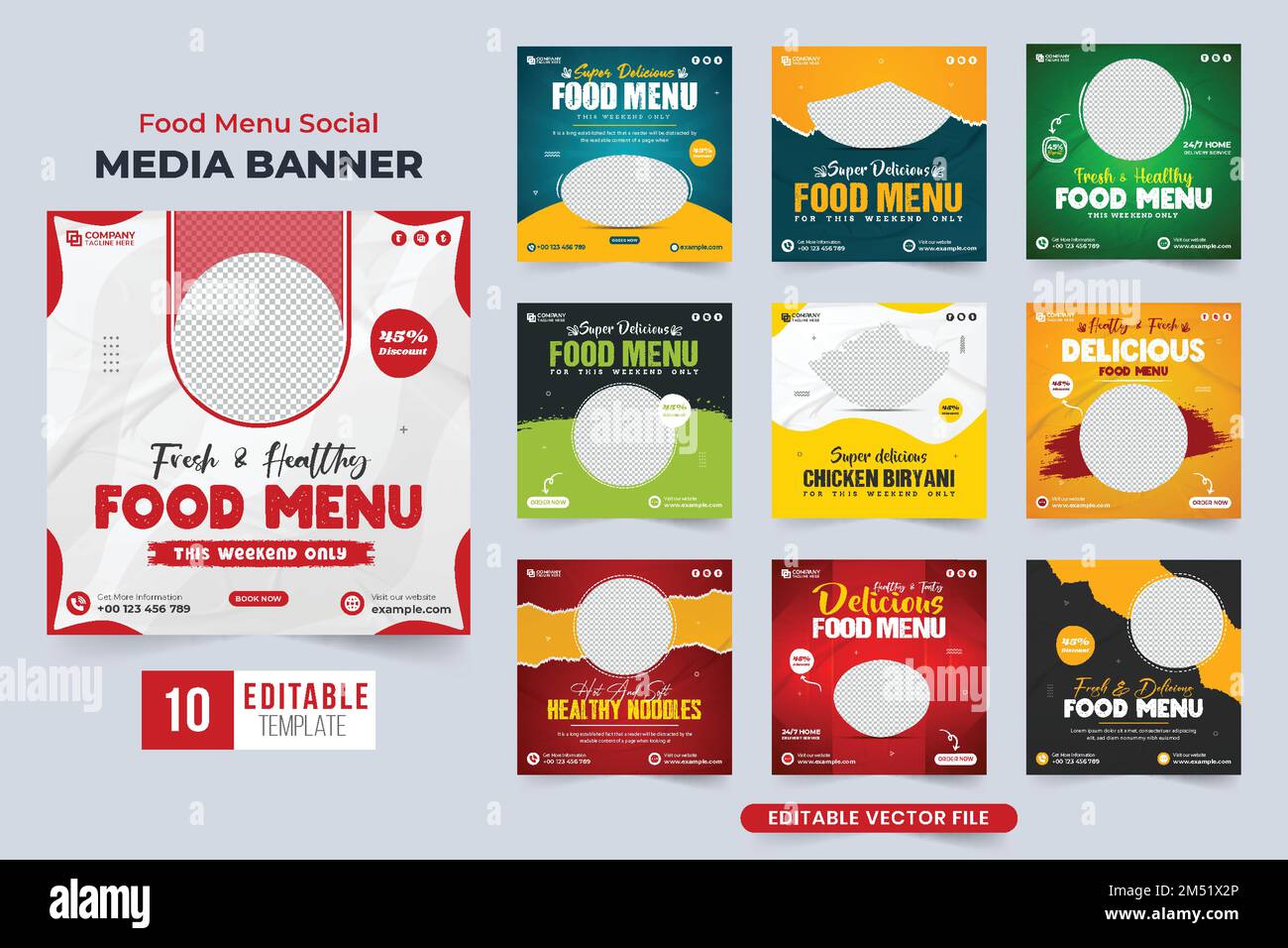 Creative food menu template bundle design with abstract shapes. Food ...