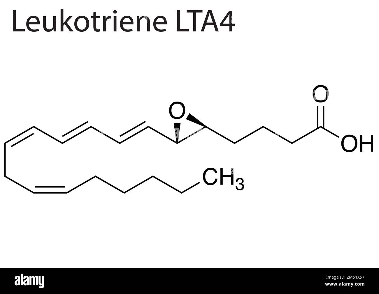 A Chemical formula structure of Leukotriene LTA4 on white background ...