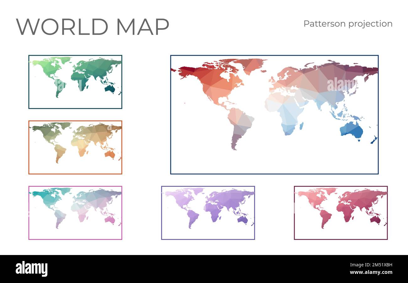 Low Poly World Map Set. Patterson cylindrical projection. Collection of ... Low Poly World Map Set. Patterson cylindrical projection. Collection of ...